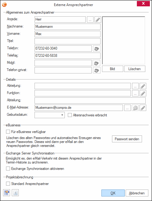 Bezeichnungen für Ansprechpartner einrichten