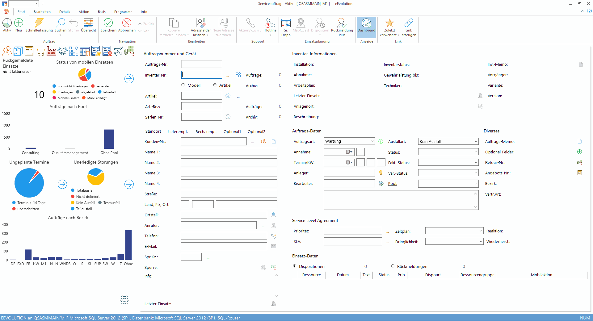 Dashboard Serviceauftrag