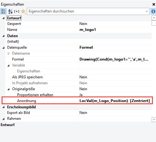 Einstellung für das Setzen der Position des Logos in eigene Belege einbauen